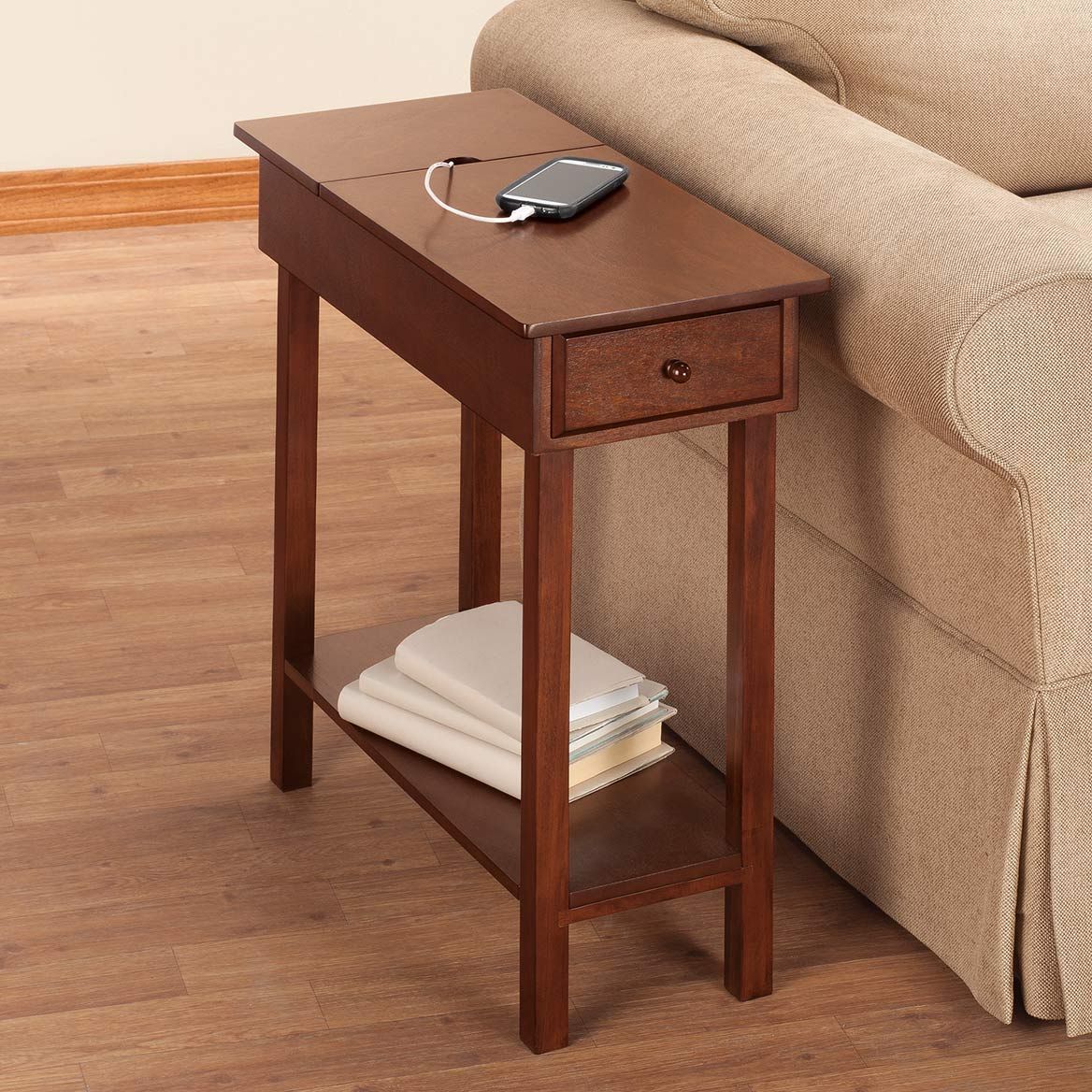 Chairside Table with USB Power Strip by OakRidge - Collections Etc