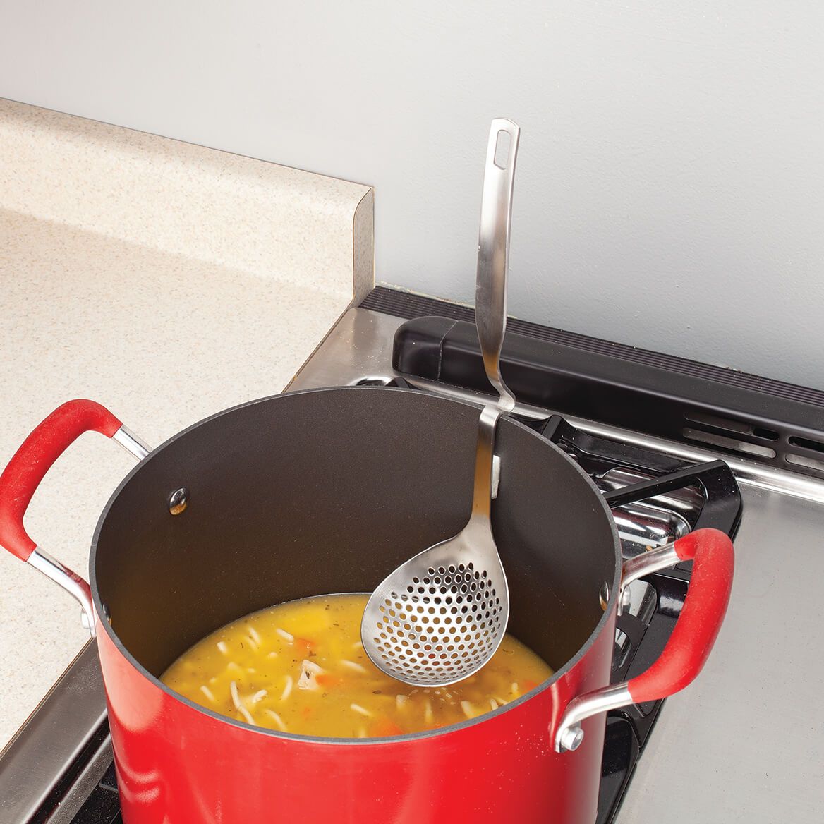 Stainless Steel Slotted Ladle with Rim Rest - Starcrest